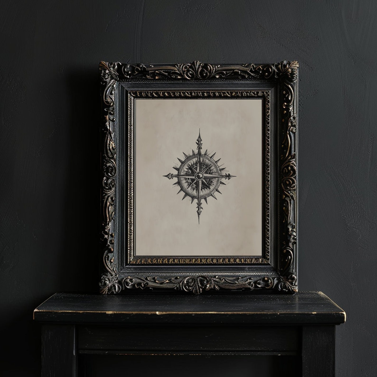 Vintage Compass Rose Travelers Digital Wall Art Print, Nautical ...