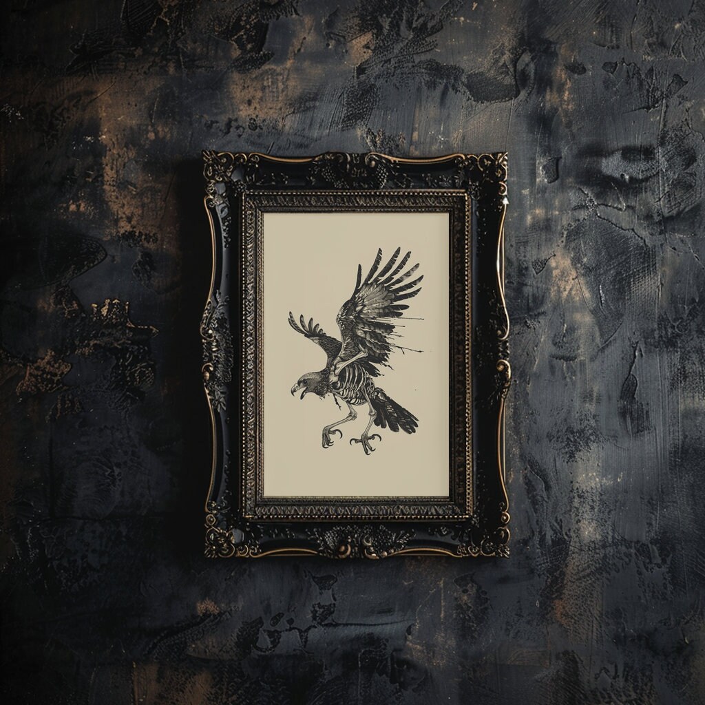 Hawk Skeleton Art Print Vintage Hawk Printable Bird in Flight ...