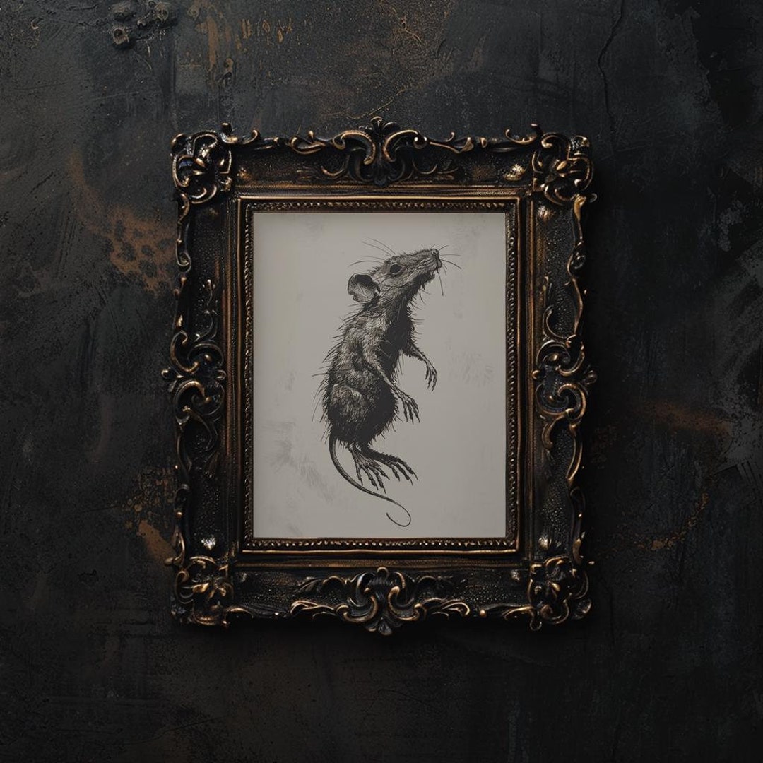Gothic Rat Wall Art Rat Illustration Halloween Printable Rat Print ...