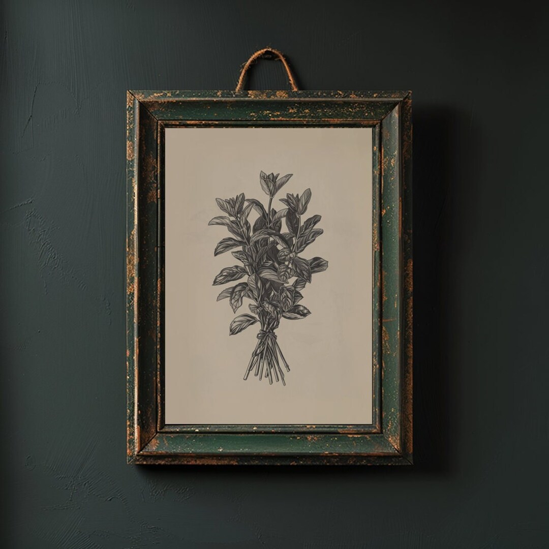 Mint Herb Wall Art Printable Vintage Mint Sketch Botanical Herb ...