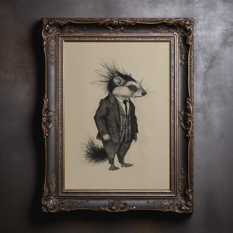 Skunk Wall Art Printable Cute Skunk Illustration Animal Portrait Funny ...