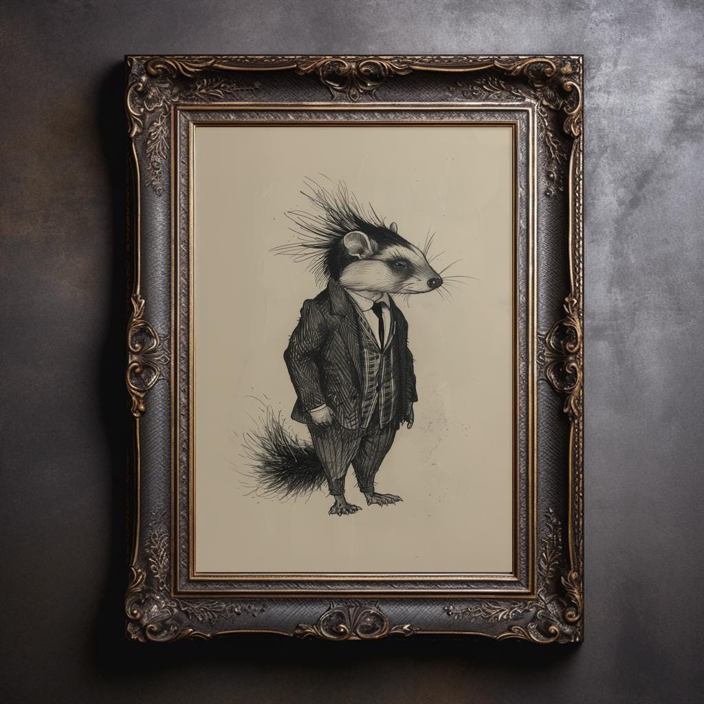 Skunk Wall Art Printable Cute Skunk Illustration Animal Portrait Funny ...