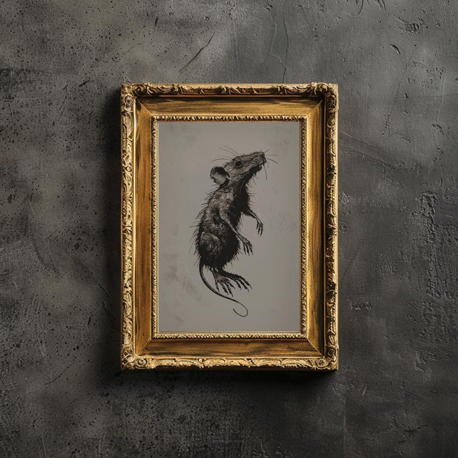 Gothic Rat Wall Art Rat Illustration Halloween Printable Rat Print ...