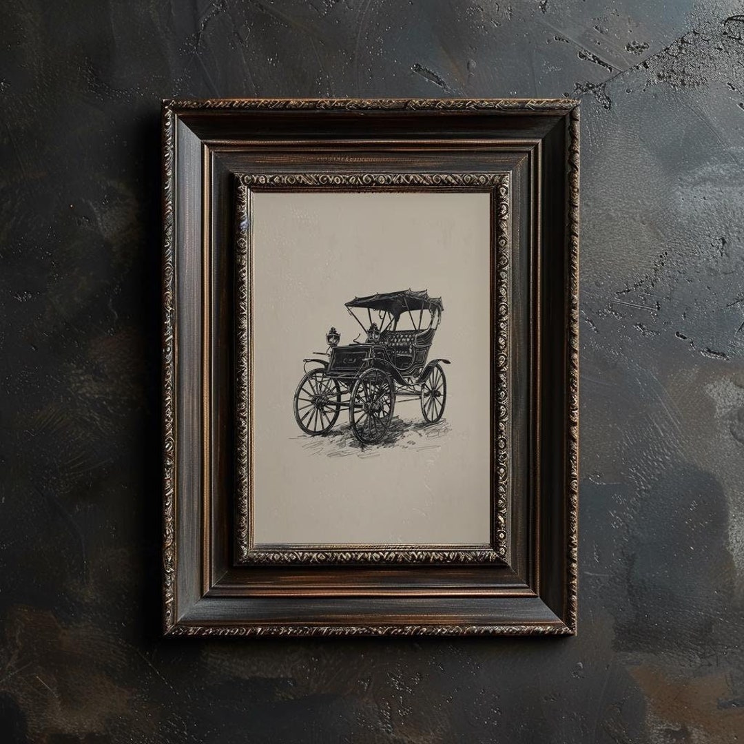 Vintage Carriage Illustration Printable Horsedrawn Carriage Sketch ...