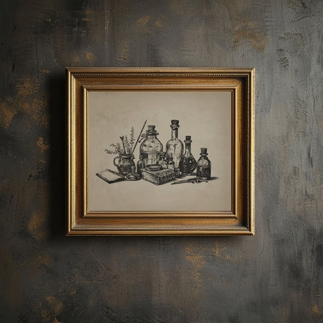 Witches Alchemy Set Digital Wall Art Print, Vintage Apothecary Jars ...