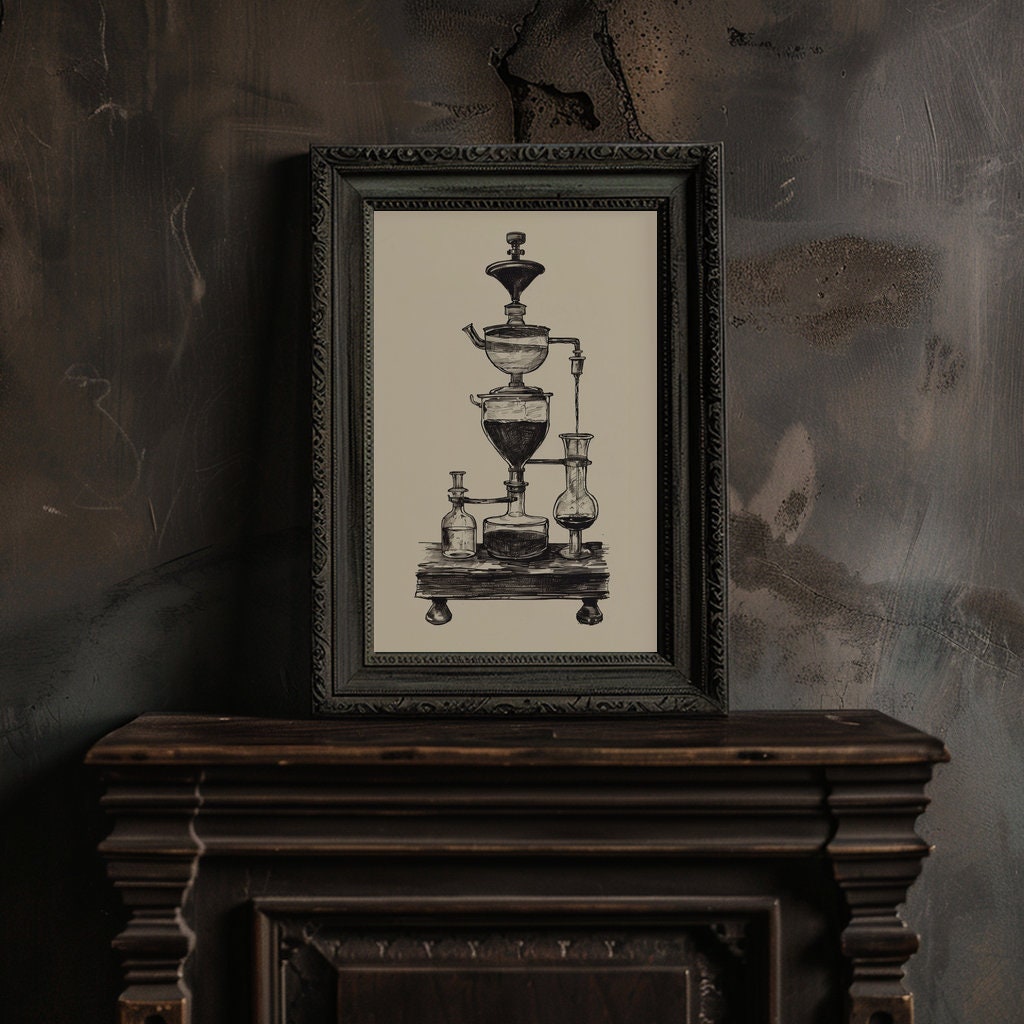 Antique Distillation Set Digital Print, Magic Potion Apparatus Poster ...