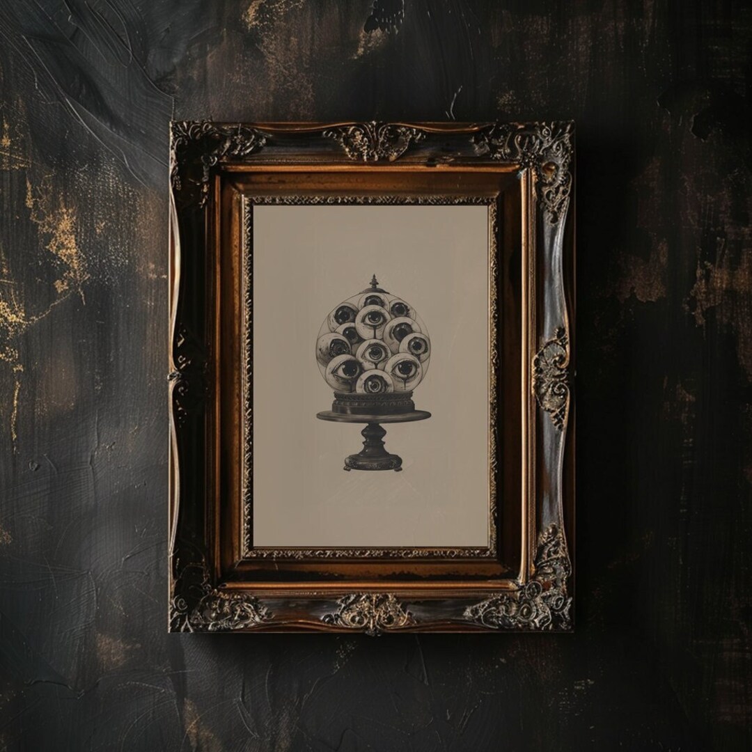 Goth Inspired Cloche of Eyeballs Digital Wall Art Print, Printable ...