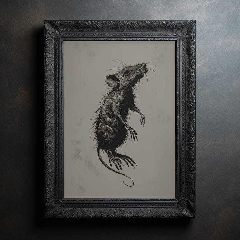 Gothic Rat Wall Art Rat Illustration Halloween Printable Rat Print ...