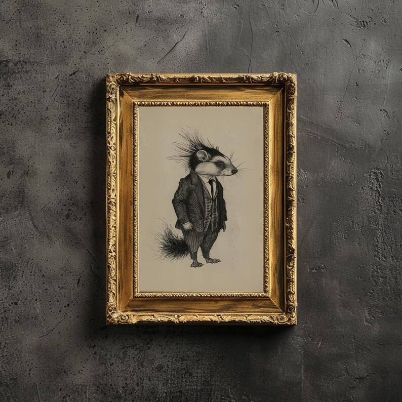 Skunk Wall Art Printable Cute Skunk Illustration Animal Portrait Funny ...