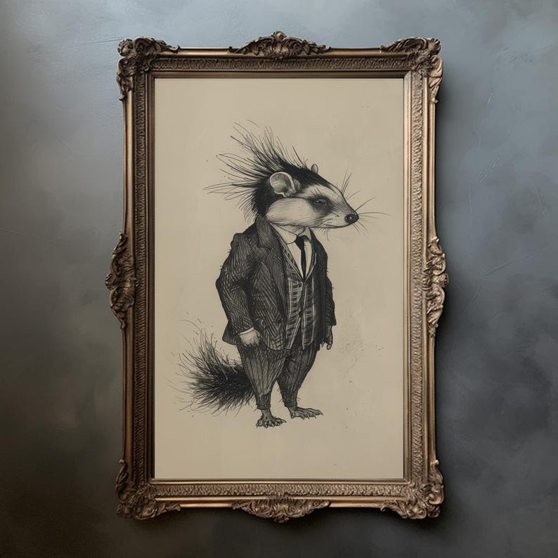 Skunk Wall Art Printable Cute Skunk Illustration Animal Portrait Funny ...