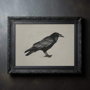 Goth Girl Crow Print on Sepia, Printable Eclectic Wall Raven Digital ...