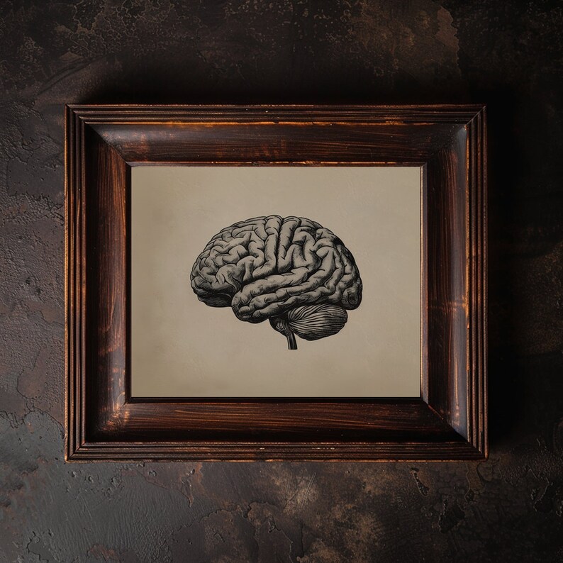 Human Brain Wall Art Printable Brain Anatomy Medical Poster Gothic ...
