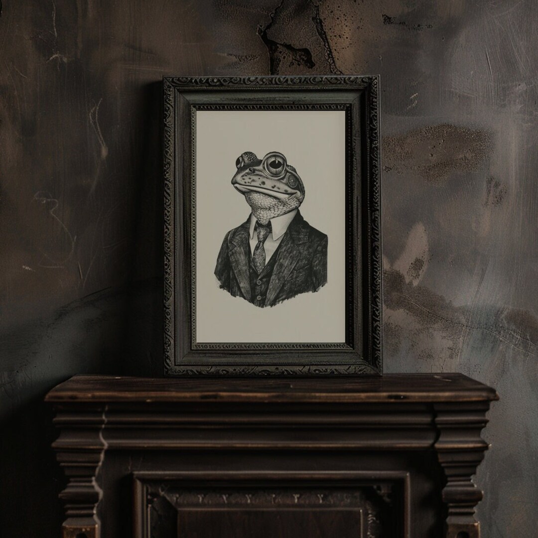 Frog Wearing a Suit Printable Art, Frog Portrait Wall Art, Dapper Frog ...