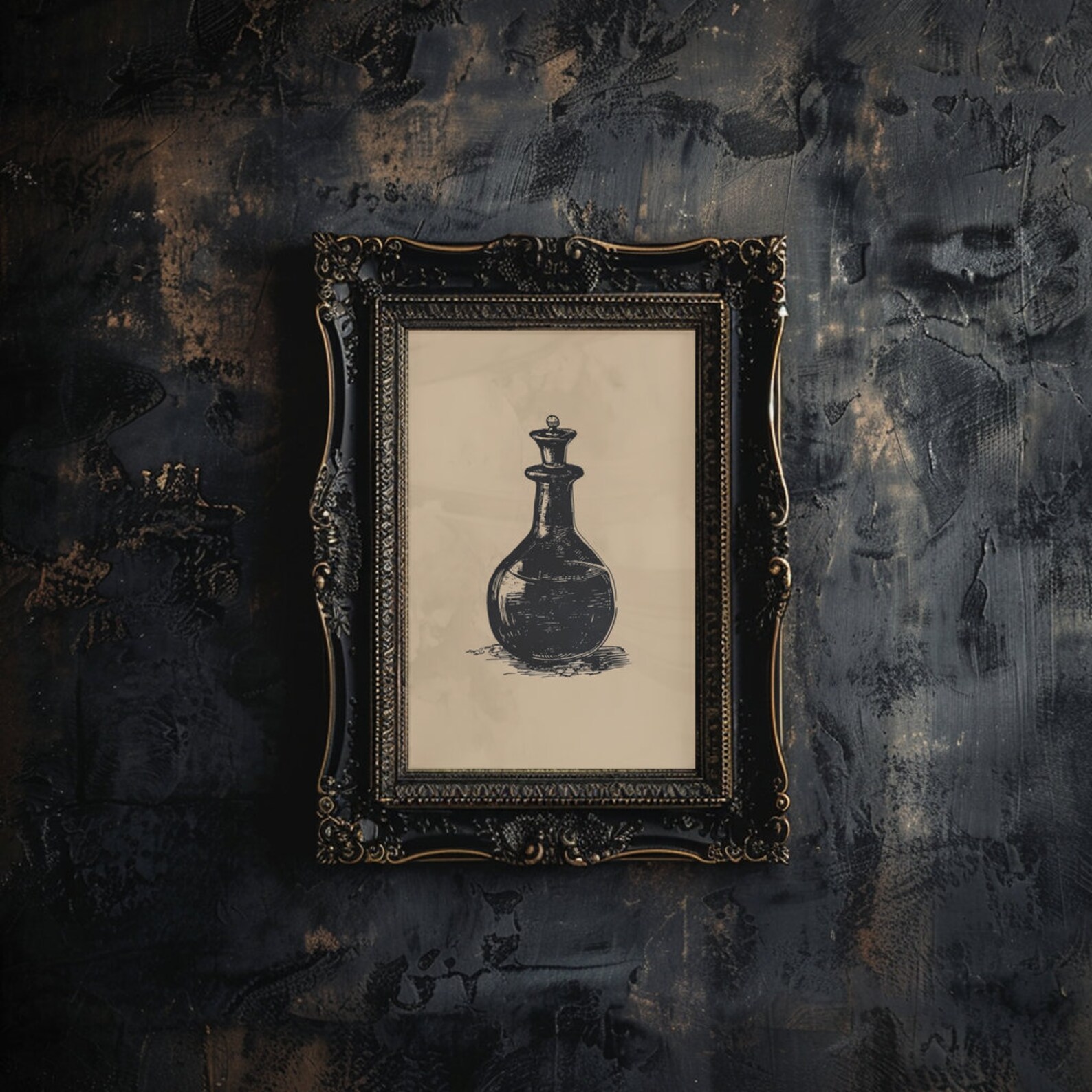 Potion Bottle Wall Art Printable Vintage Potion Flask Art Print Dark ...