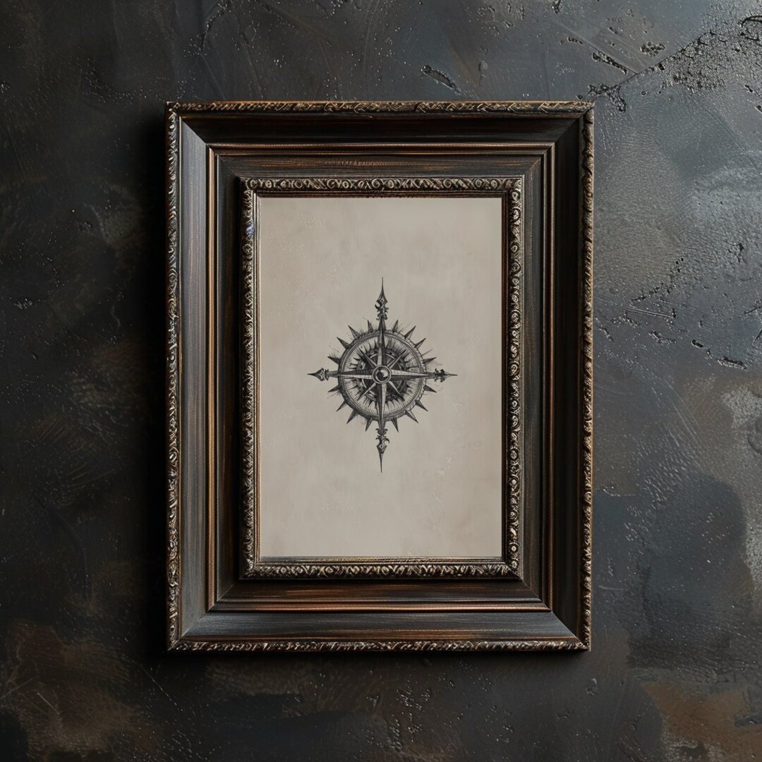 Vintage Compass Rose Travelers Digital Wall Art Print, Nautical ...