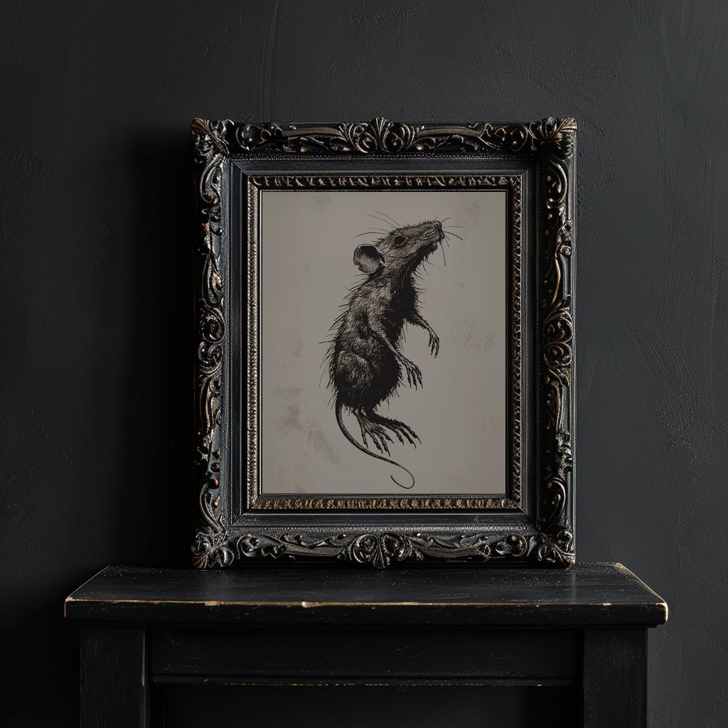 Gothic Rat Wall Art Rat Illustration Halloween Printable Rat Print ...
