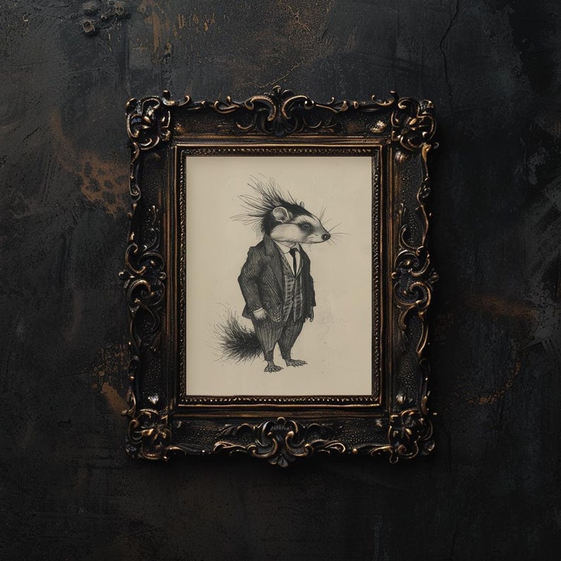 Skunk Wall Art Printable Cute Skunk Illustration Animal Portrait Funny ...