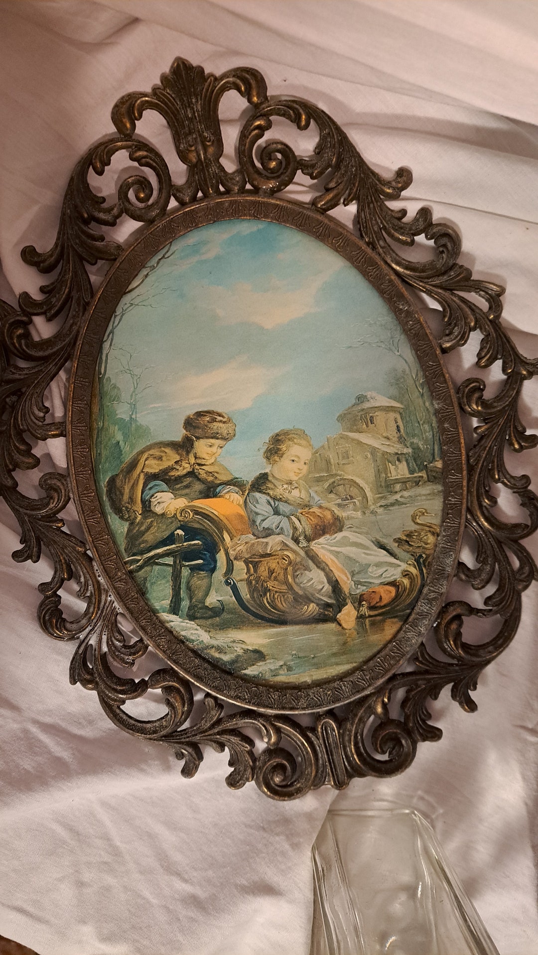 Antique Italian Picture in Metal Frame - Etsy