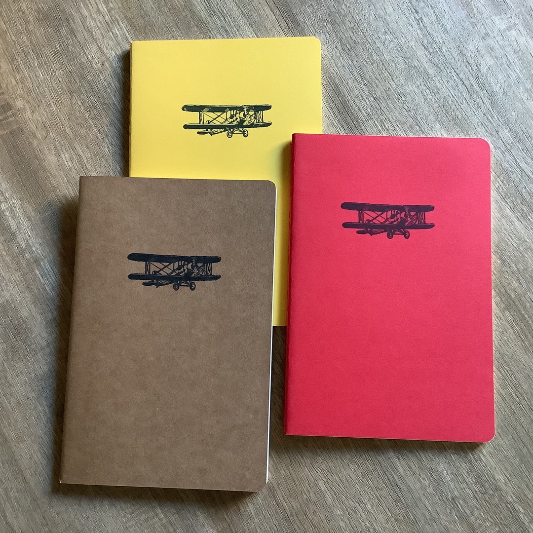Airplane Journal in Yellow, Red or Kraft With Lined Pages - Etsy