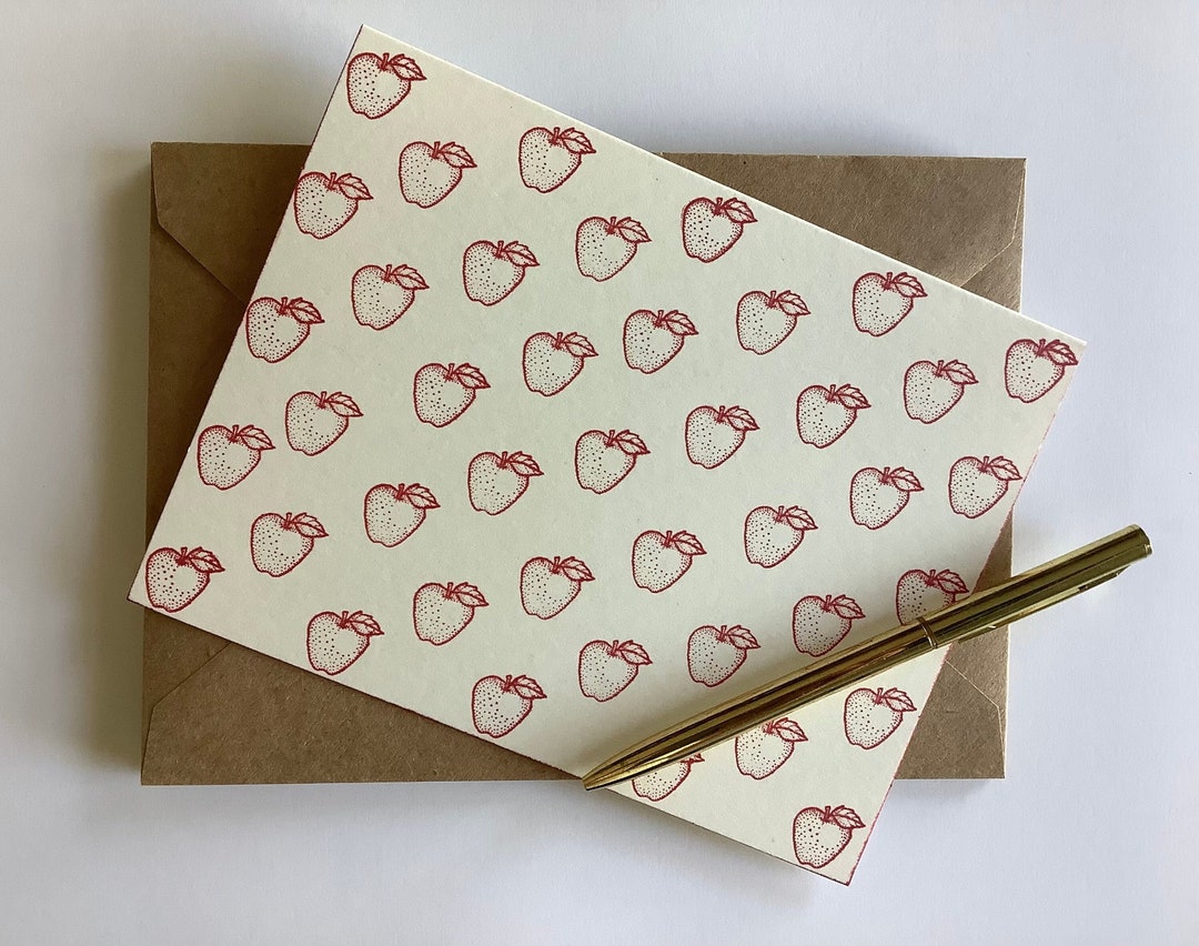 Apple Note Card Set of 5 (teacher Note Cards, Teacher Gift, School Note ...