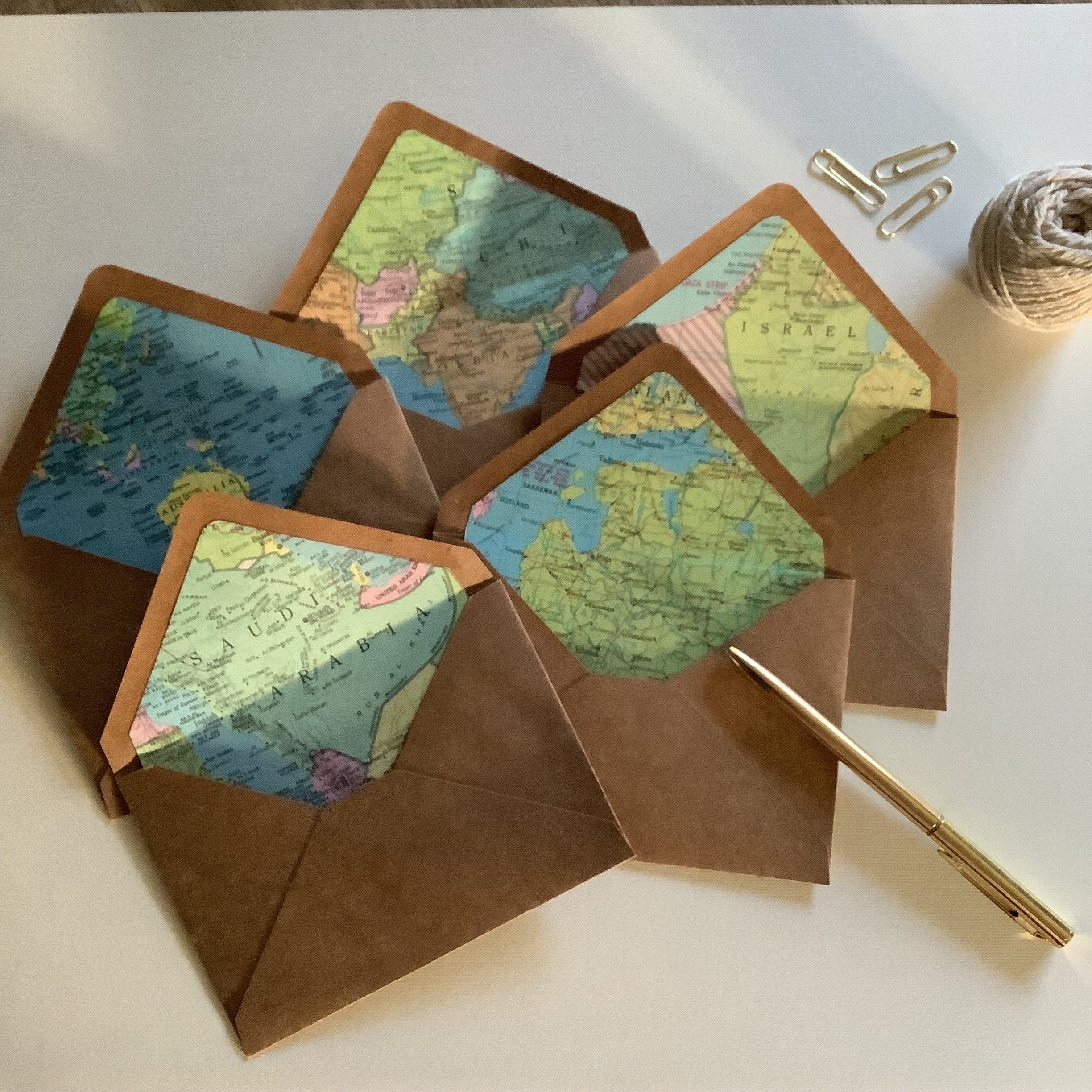 Vintage Maps Lined 4 BAR Envelopes | Pack of 8 - Etsy
