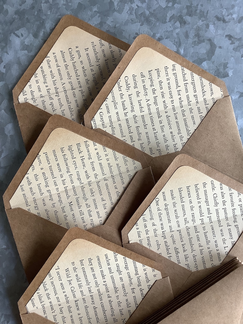 Vintage Book Page Lined 4 BAR Envelopes | Pack of 8 - Etsy