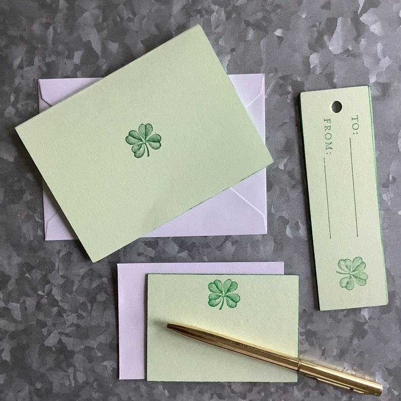 Four Leaf Clover Notecard Set of 8 With White Envelopes - Etsy