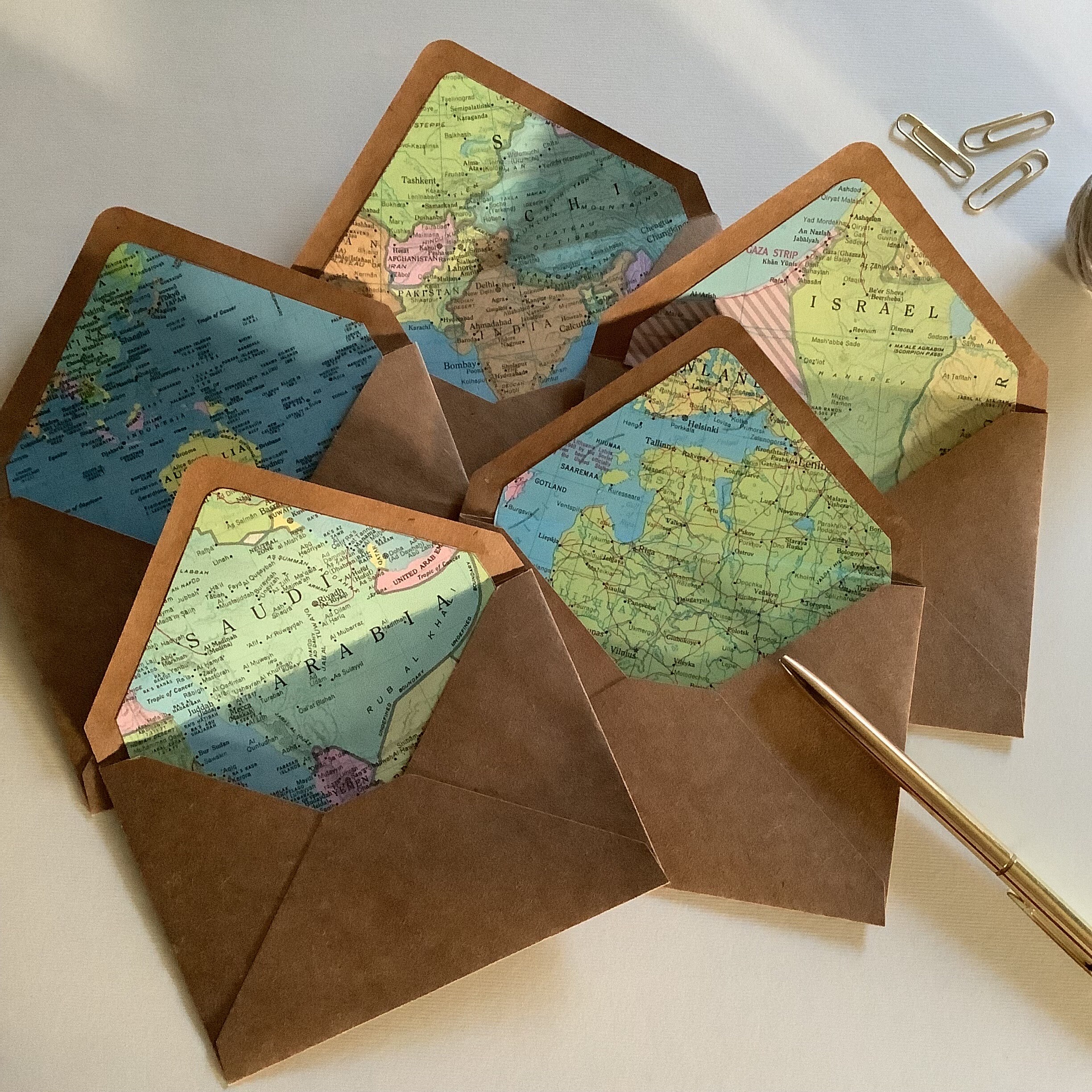 Vintage Maps Lined 4 BAR Envelopes Pack of 10 - Etsy