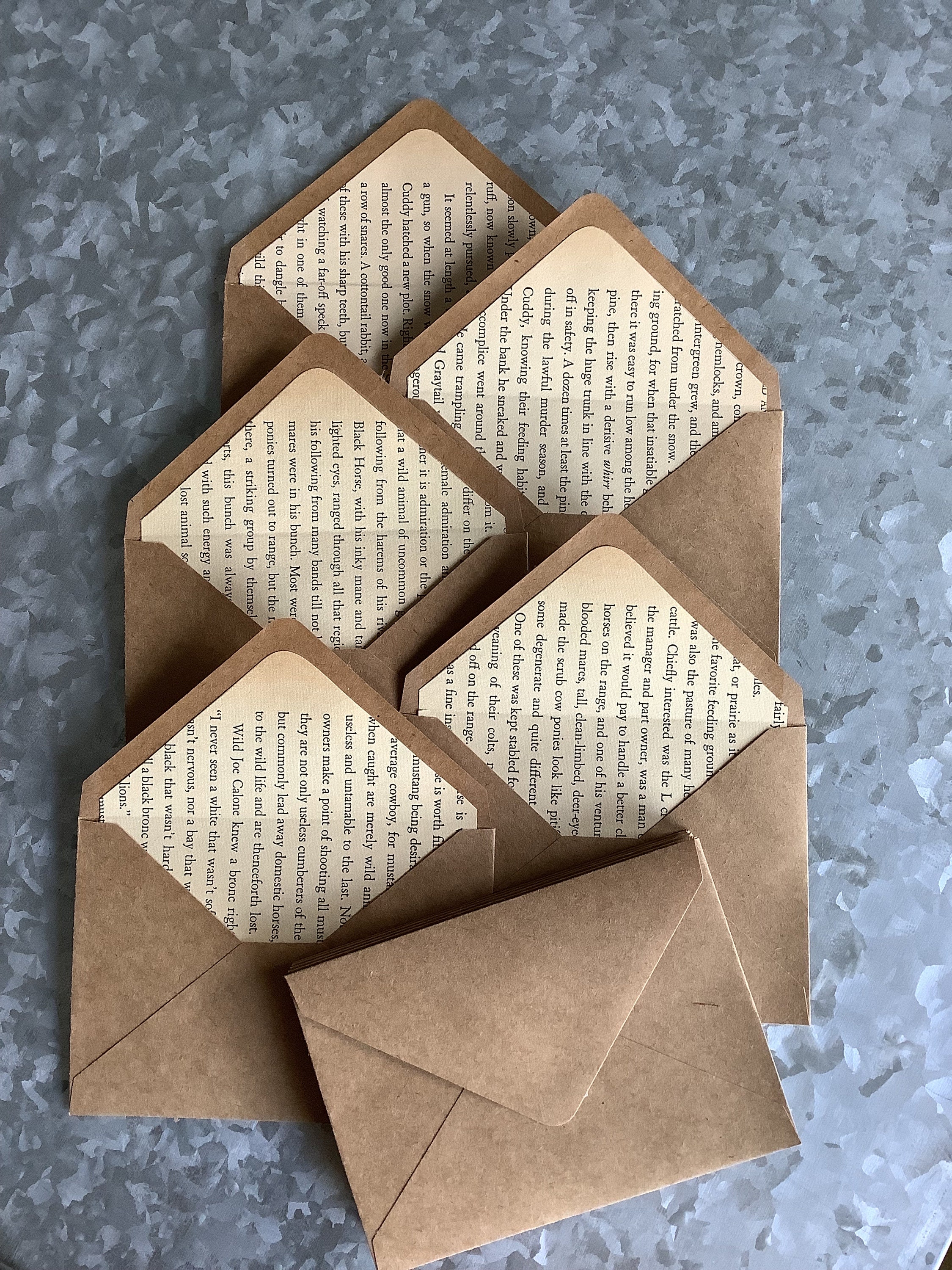 Vintage Book Page Lined 4 BAR Envelopes | Pack of 8 - Etsy