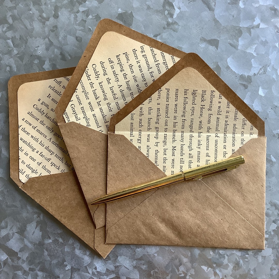 Vintage Book Page Lined 4 BAR Envelopes | Pack of 8 - Etsy