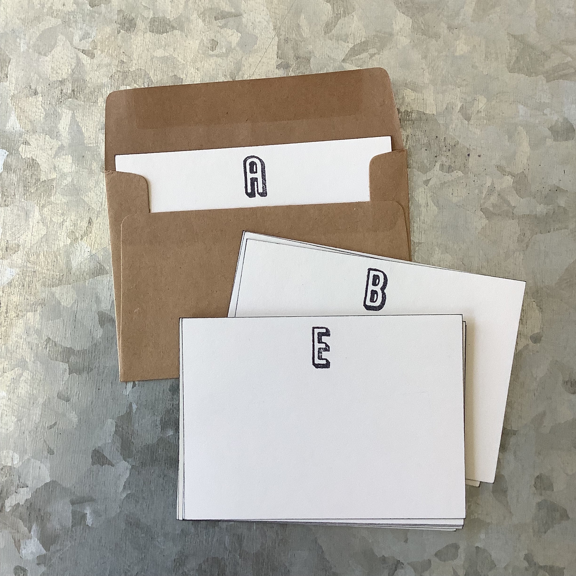 Initial Mini-notecards Set of 20 With Envelopes, Personalized ...