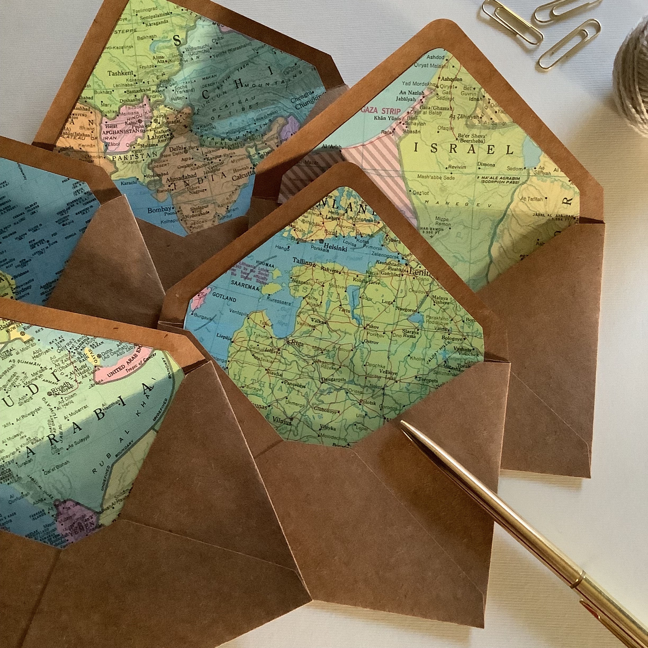 Vintage Maps Lined 4 BAR Envelopes Pack of 10 - Etsy