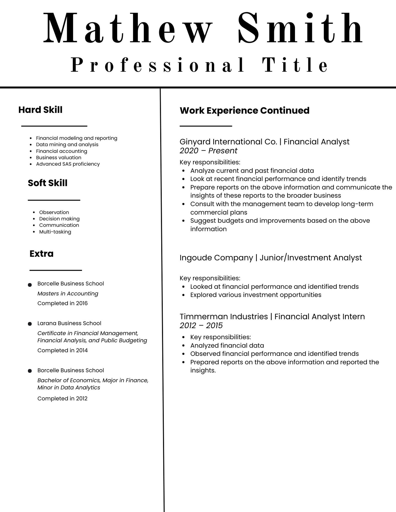 Resume Template, Professional Modern Resume Template for Pages, Word ...