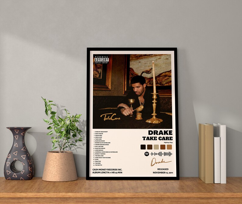 Drake Take Care Album Cover Poster, Room Decor, Wall Art, Music Gifts, Classic Rap Album, Music ...