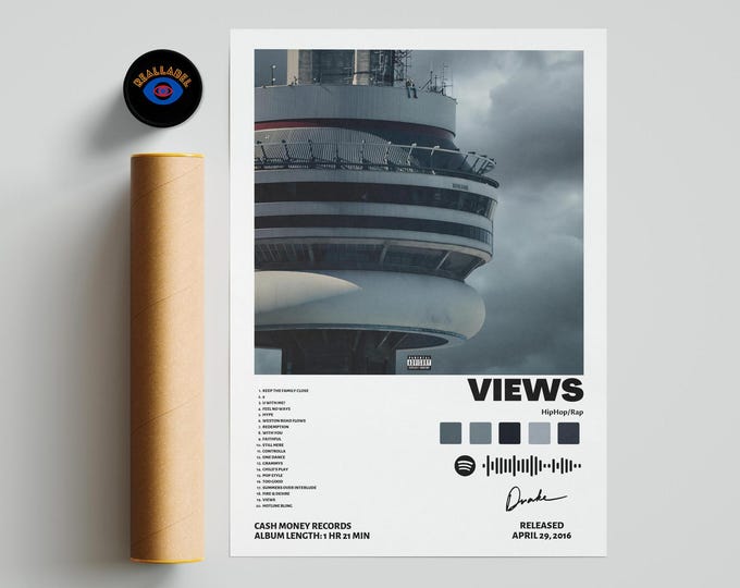 Drake – Views - Album Cover Poster, Room Decor, Wall Art, Music Gift ...