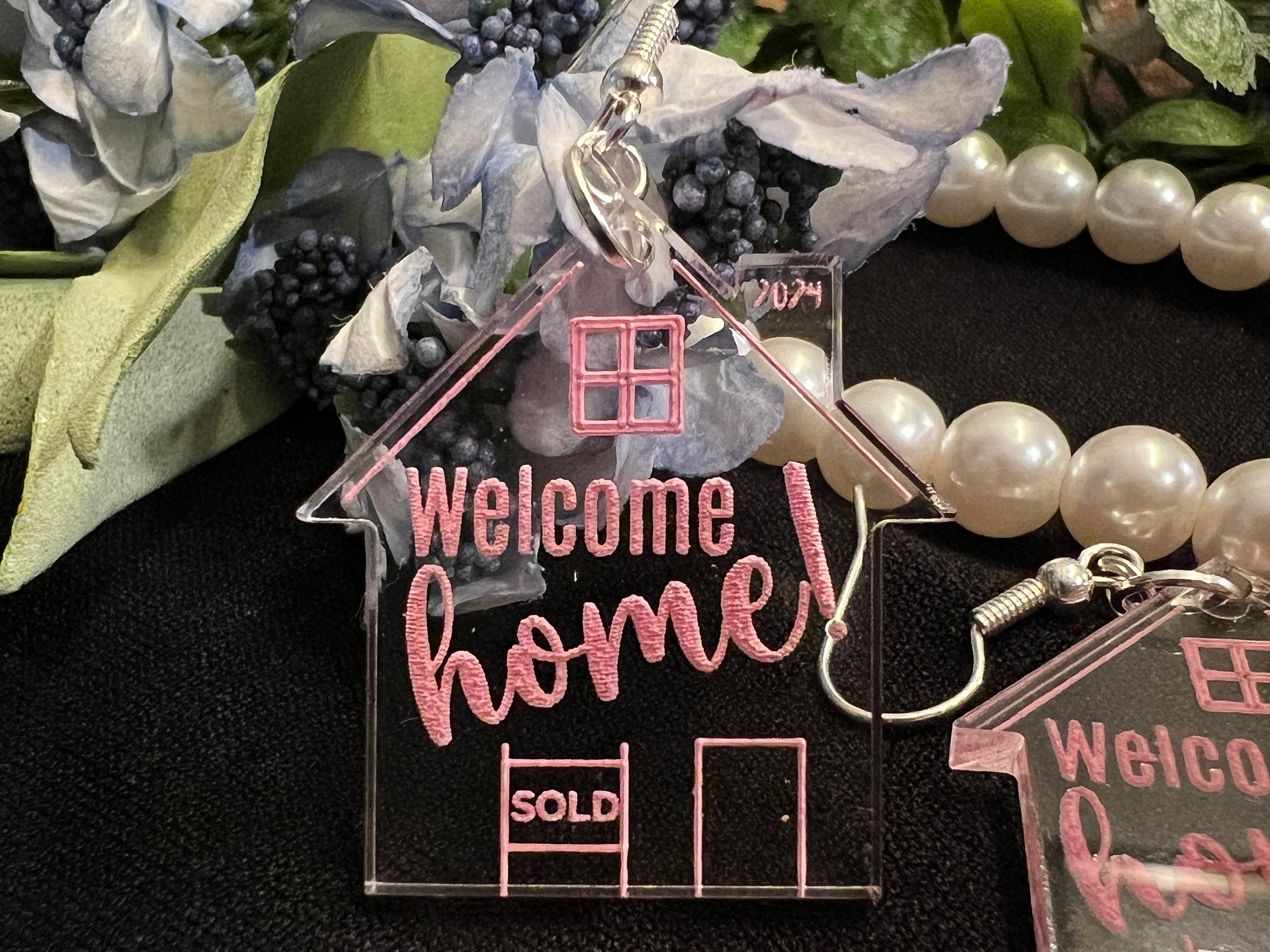 Welcome Home Realtor-themed Earrings Customizable Acrylic House-shaped ...