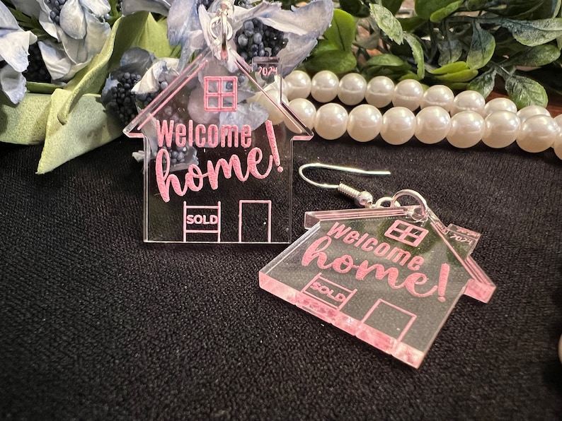 Welcome Home Realtor-themed Earrings Customizable Acrylic House-shaped ...