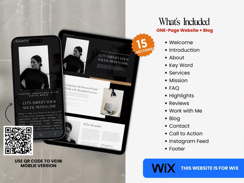 Modern Wix Website Template for Social Media Manager, Bloggers, Virtual ...