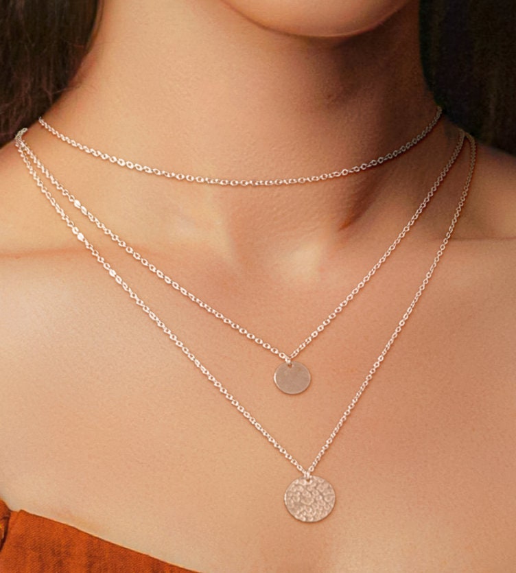 Delicate Three Layers Necklace Custom Gift Necklace Set Gold Silver - Etsy