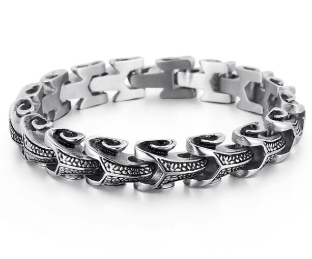 Dragon Snake Link Chain Mens Bracelet 316L Stainless Steel Black Gold ...