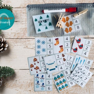 Winter Printable Count and Clip, Numbers, Preschool, Early Learners ...