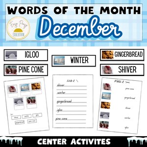 December Words of the Month | Word Wall | Winter Activity | Spelling ...