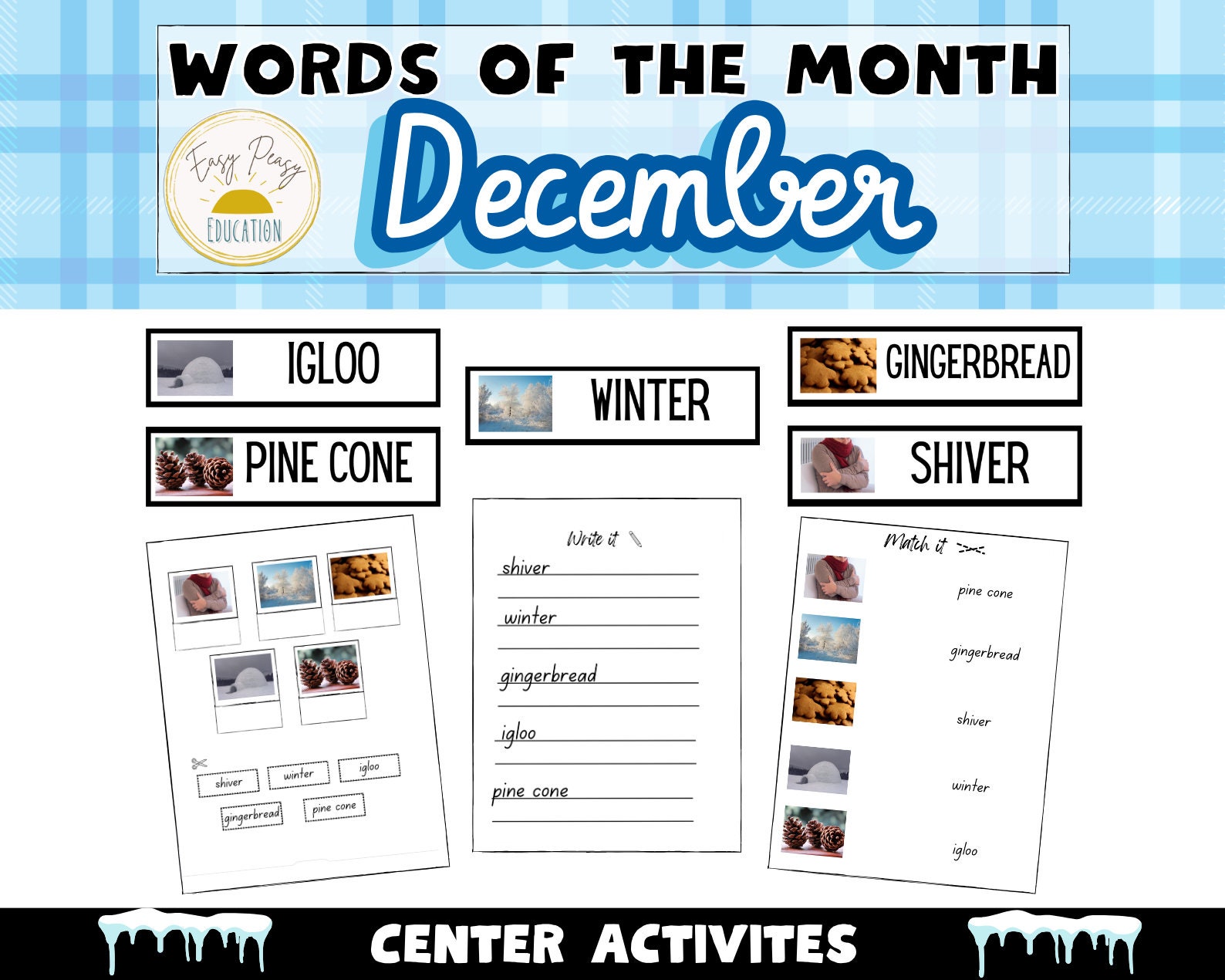 December Words of the Month | Word Wall | Winter Activity | Spelling ...