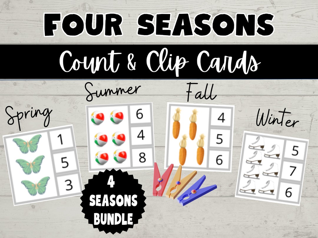 Four Seasons Count & Clip Cards | Spring | Summer | Fall | Winter ...