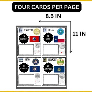 United States Fact Cards | US States and Capitals | 50 States | State ...