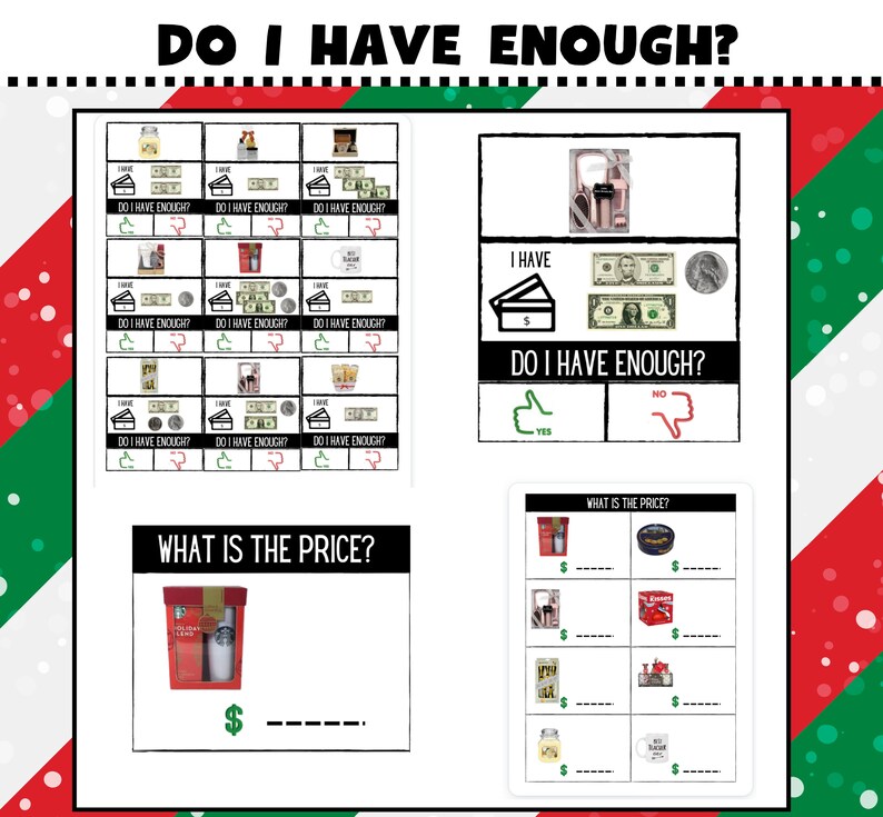 Christmas Shopping Math Activity, Vocational Math, Money Activity for ...