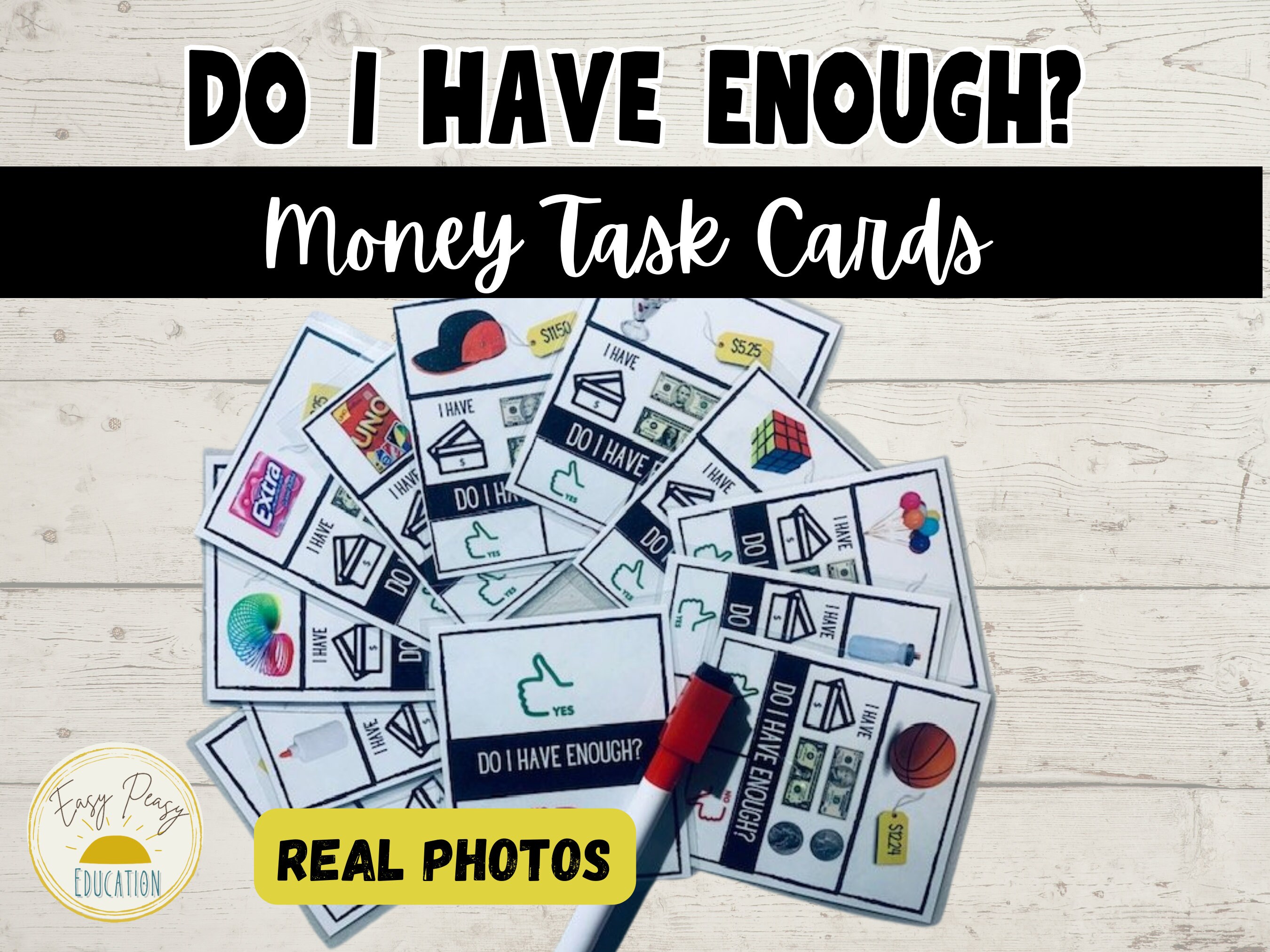 Money Math Task Cards | Do I Have Enough? | Life Skills | Real Pictures ...