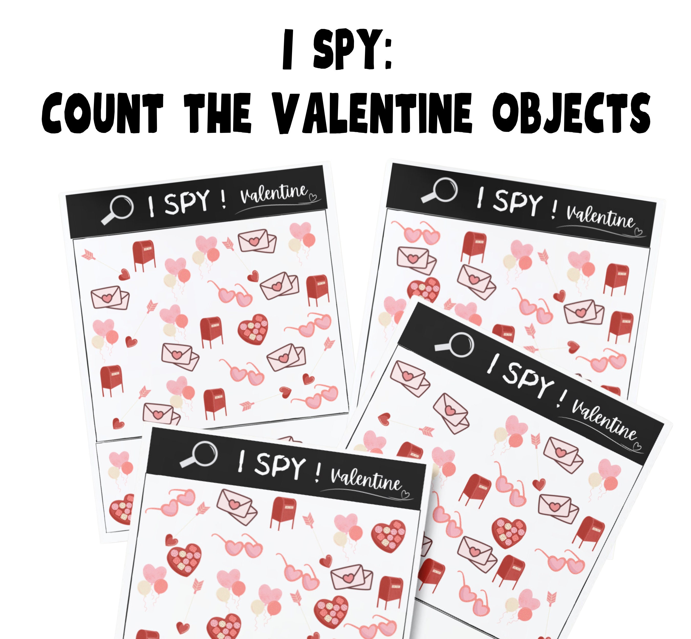 Valentine Pack- Heart Patterns, I SPY Valentine Objects, Candy Heart ...
