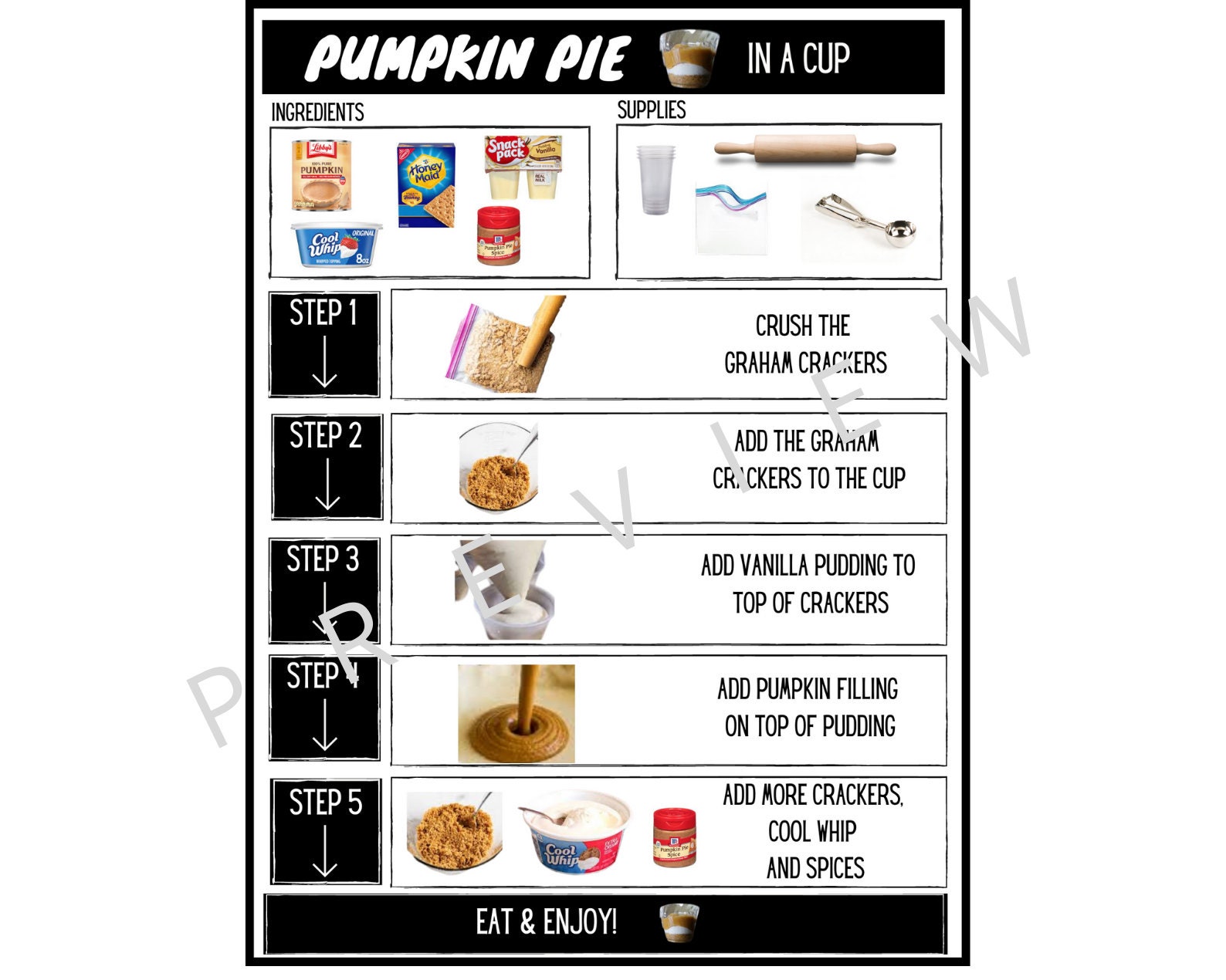 VISUAL RECIPE : Pumpkin Pie in a Cup | Special Education | Life Skills ...