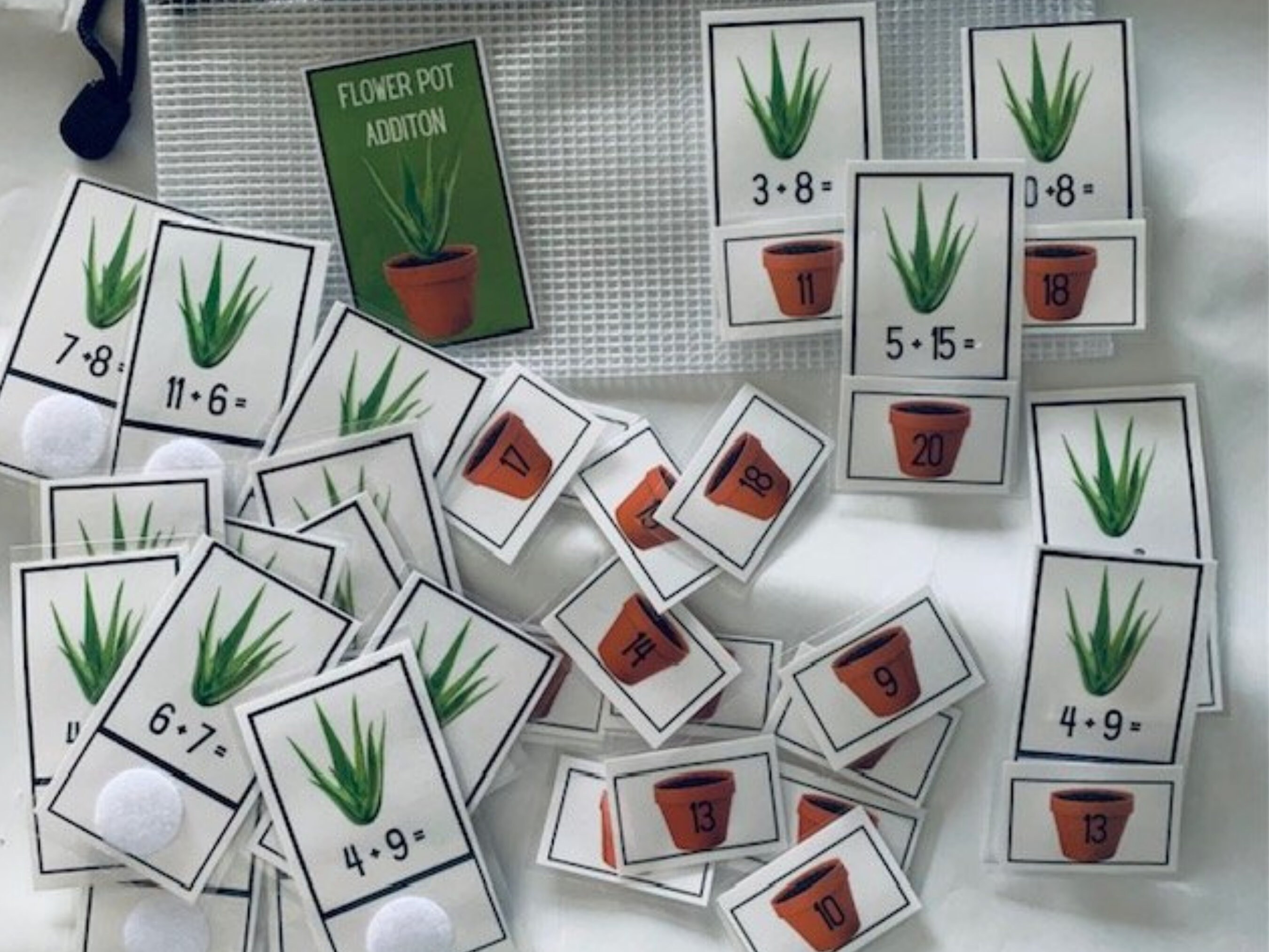 Math Task Cards Single Digit Addition to 20 BOHO Theme Math Activity ...